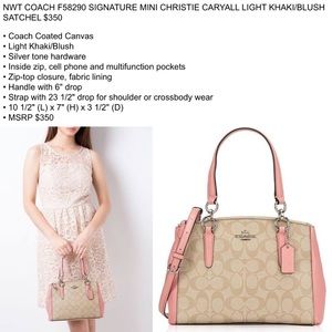 Coach | Bags | Coach Mini Christie Carryall Blush Khaki Pink | Poshmark